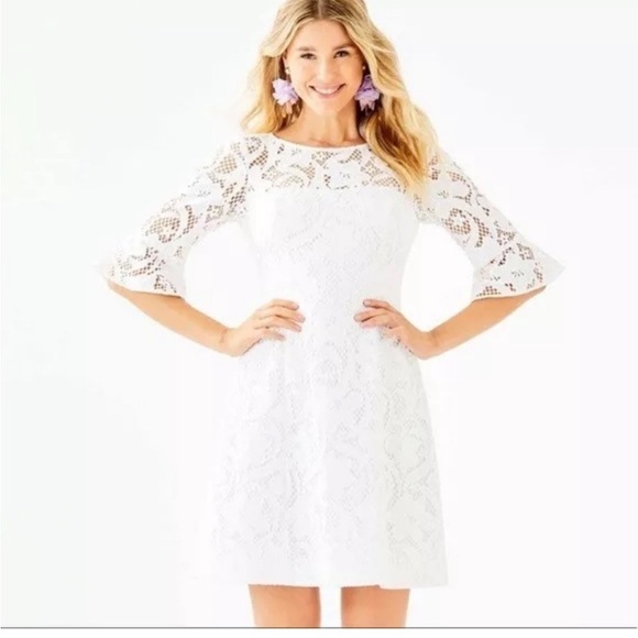 Lilly Pulitzer | Dresses | Lilly Pulitzer Allyson Lace Floral Fit And ...